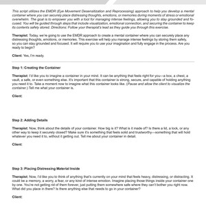 EMDR Containment Script Worksheet | Fillable PDF | Counselors ...