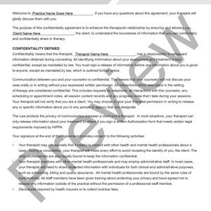 Confidentiality Agreement for Counseling | Editable / Fillable PDF ...