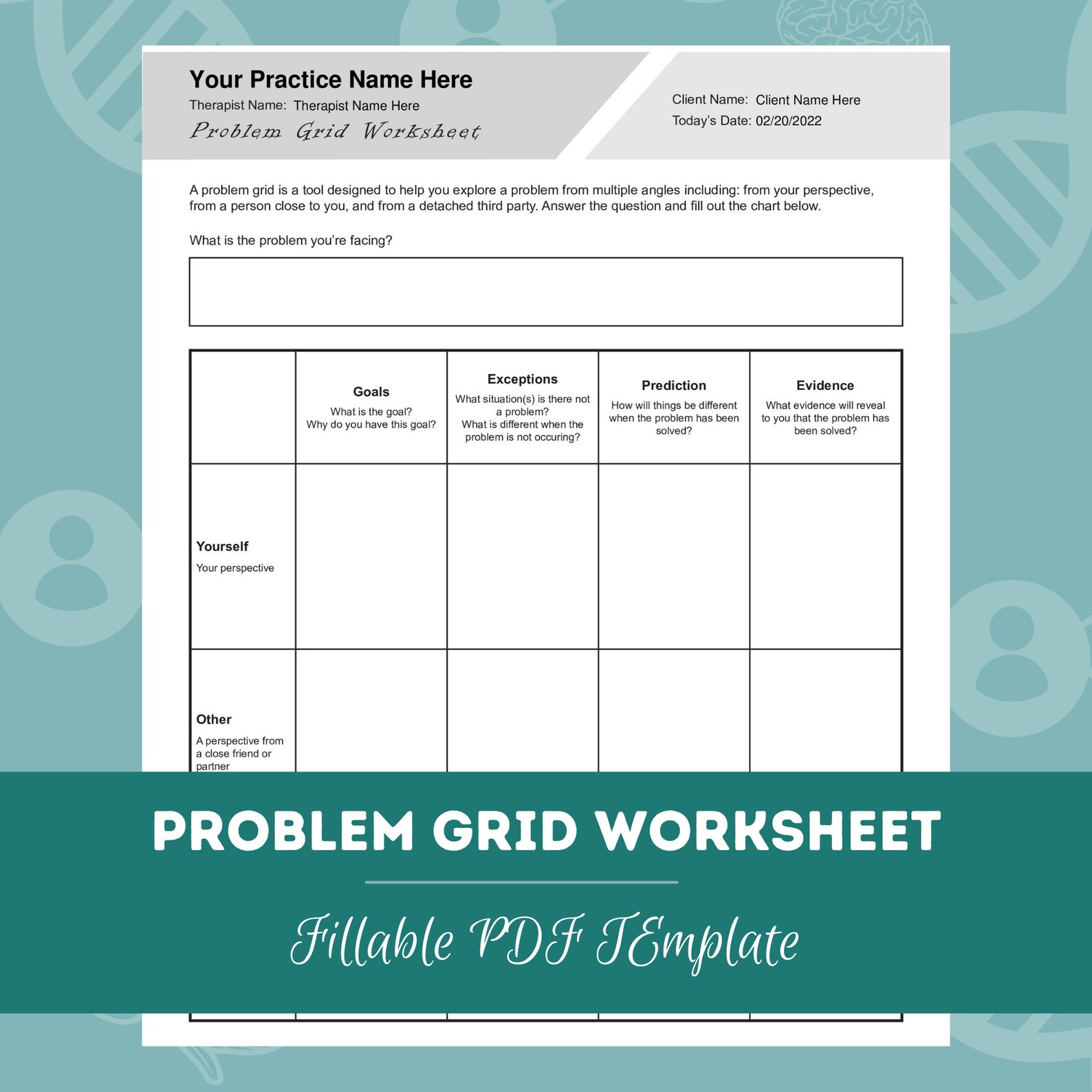 Solution-focused Therapy Worksheets Bundle 17 Editable / Fillable ...