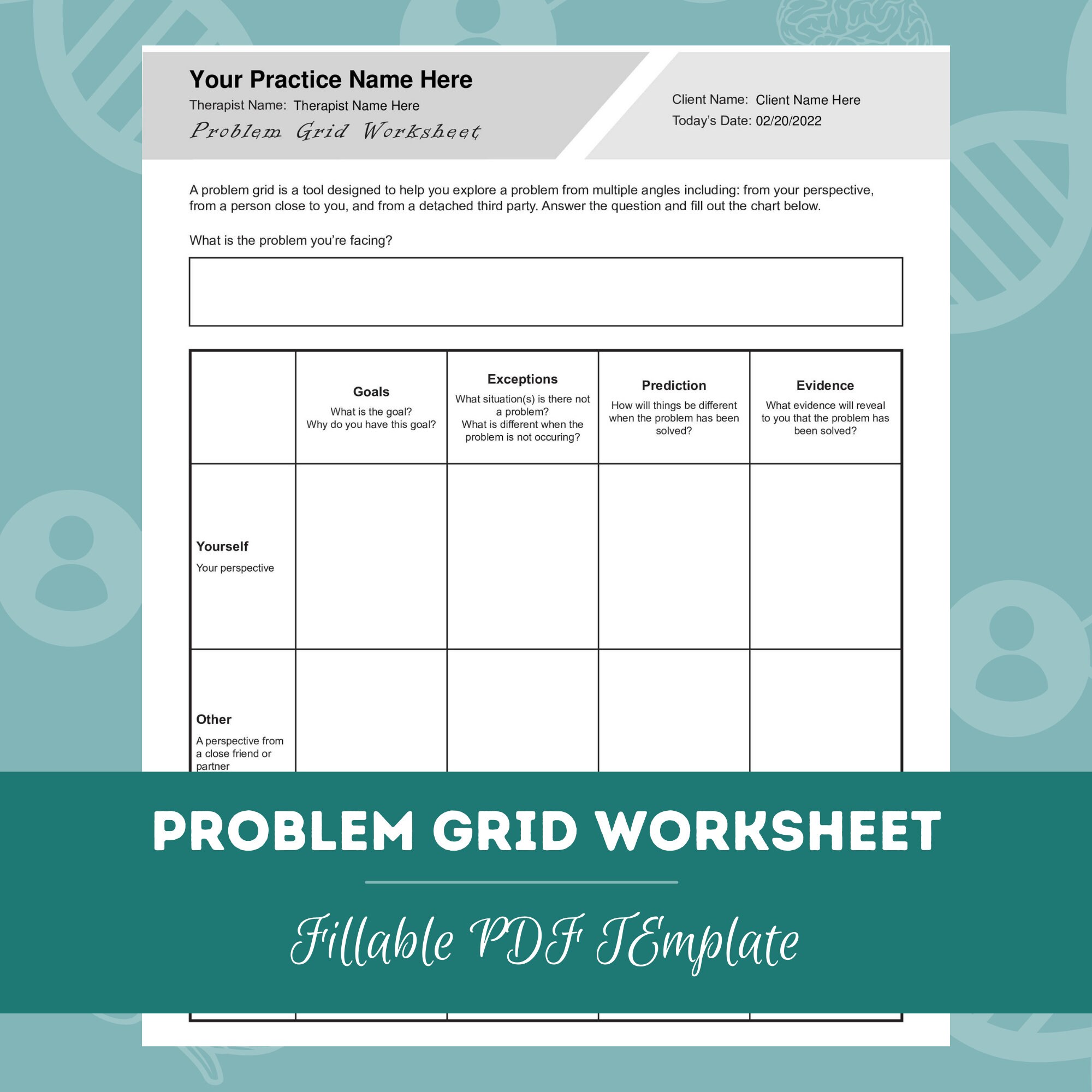 Solution-focused Therapy Worksheets Bundle 17 Editable / Fillable ...