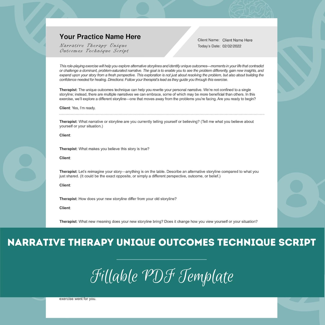 Narrative Therapy Unique Outcomes Technique Script Worksheet | Fillable ...