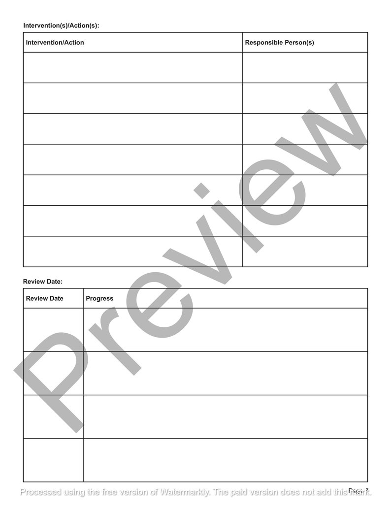 Counseling Treatment Plan Template for Mental Health, Fillable ...
