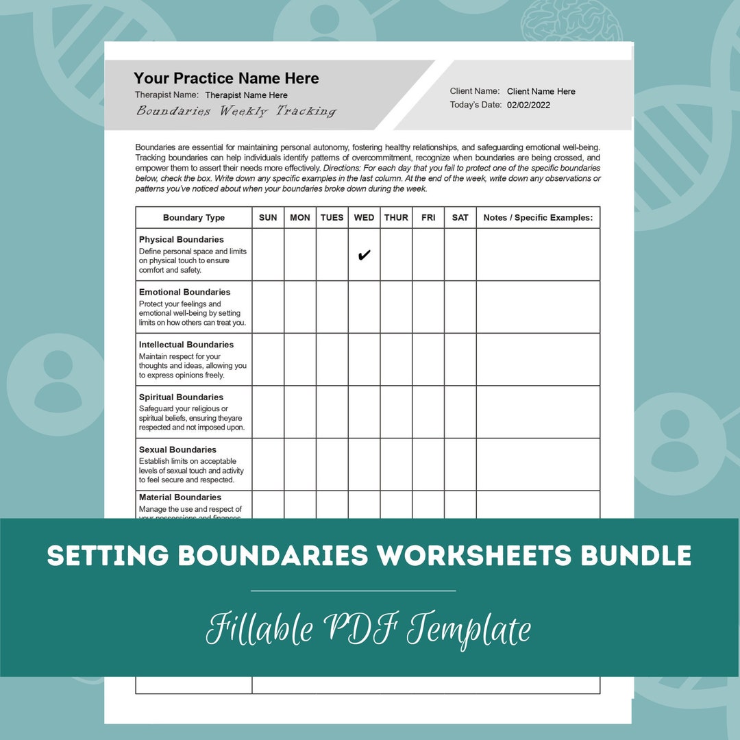 Setting Boundaries Worksheets Bundle Editable / Fillable / Printable PDF Counselors ...