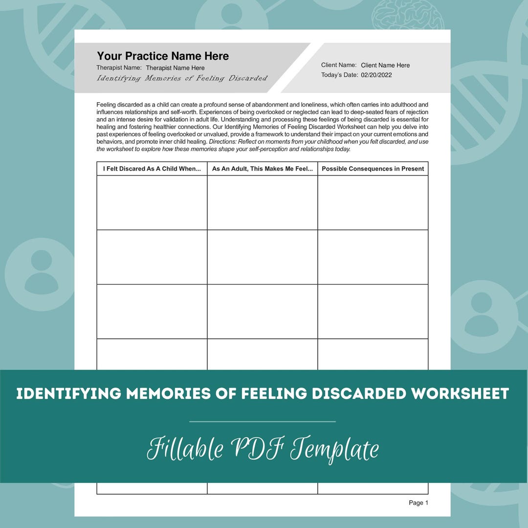 Identifying Memories of Feeling Discarded Inner Child Worksheet ...
