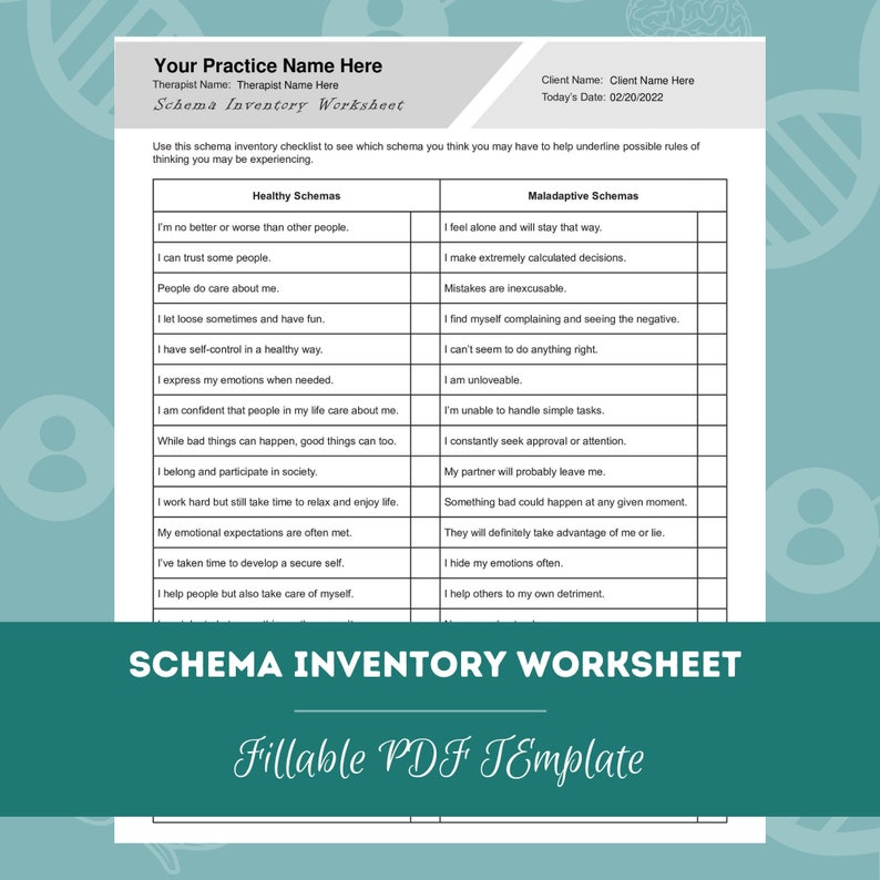 Schema Inventory Worksheet | Editable / Fillable PDF Template | for ...