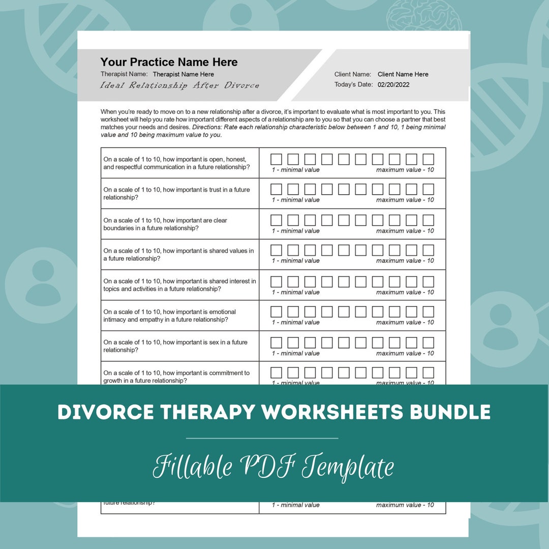 Divorce Therapy Worksheets Bundle | Fillable / Printable Pdfs | for ...