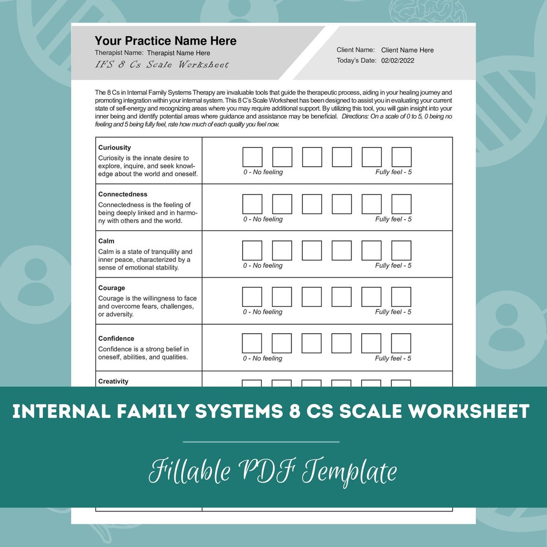 Internal Family Systems 8 Cs Scale Worksheet | Editable / Fillable PDF ...
