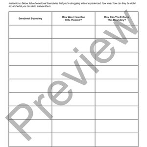 Setting Boundaries Worksheets Editable / Fillable / Printable PDF ...