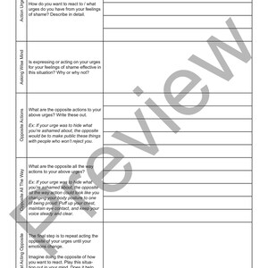 Opposite Action for Shame Worksheet | Editable / Fillable / Printable ...