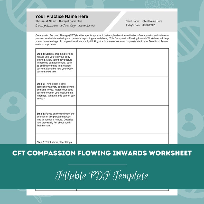 Compassion-focused Therapy Worksheets Bundle 14 Editable / Fillable PDF ...