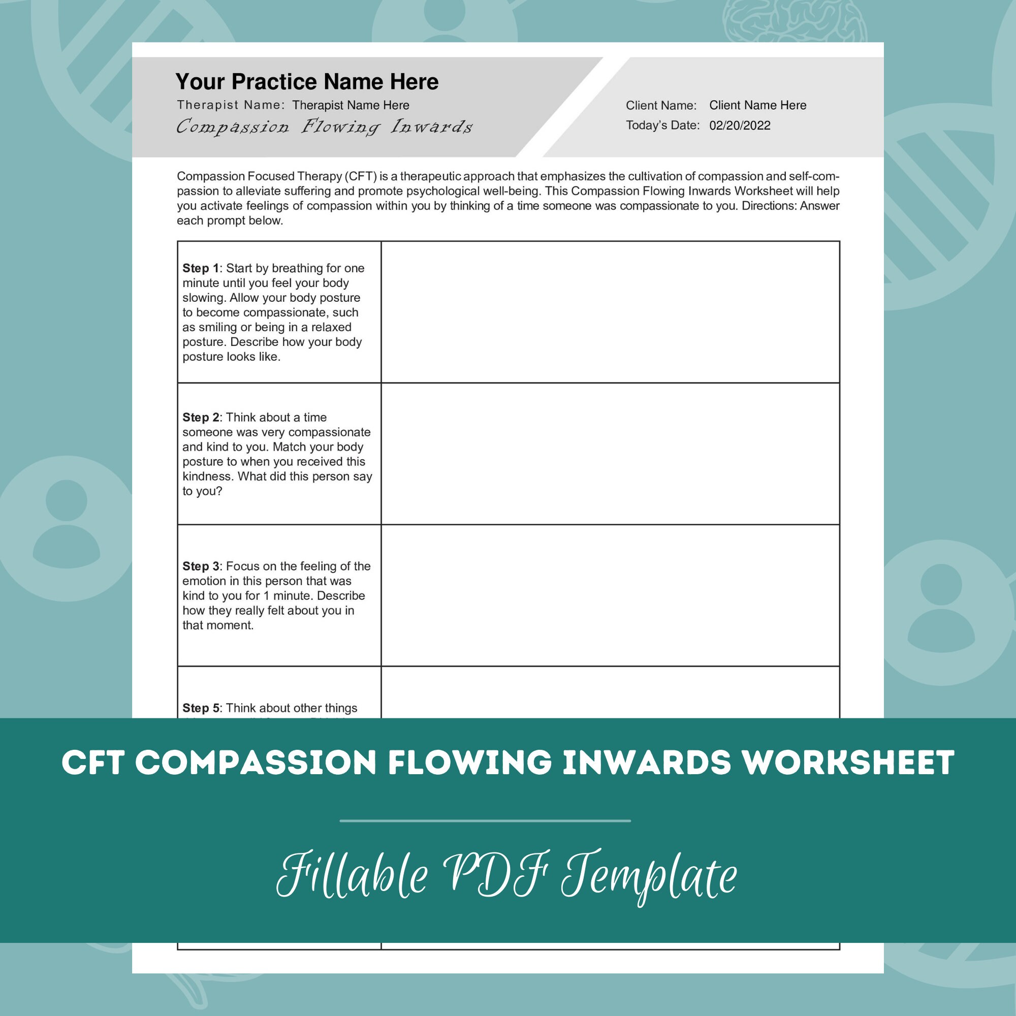 Compassion-focused Therapy Worksheets Bundle 14 Editable / Fillable PDF ...