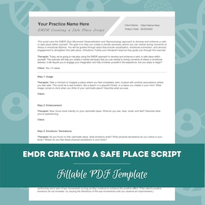 EMDR Creating a Safe Place Script Worksheet | Fillable PDF | Counselors ...