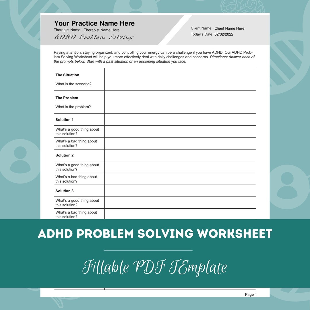 ADHD Problem Solving Worksheet | Editable / Fillable PDF | for ...