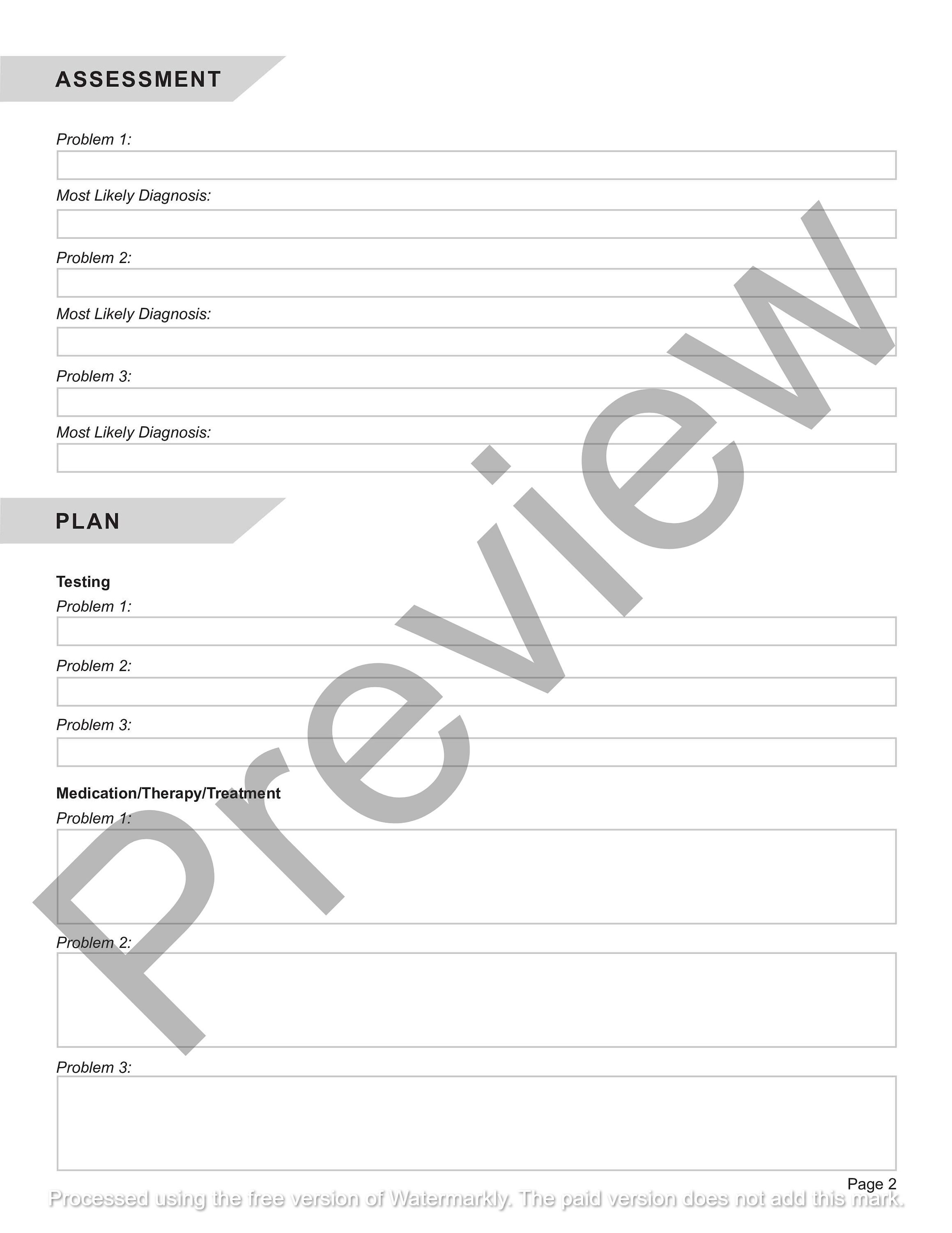 SOAP Note Template, Fillable/printable PDF Template, Therapist ...