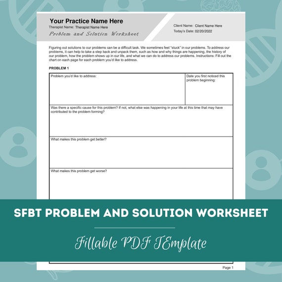 SFBT Problem and Solution Worksheet Editable / Fillable PDF - Etsy