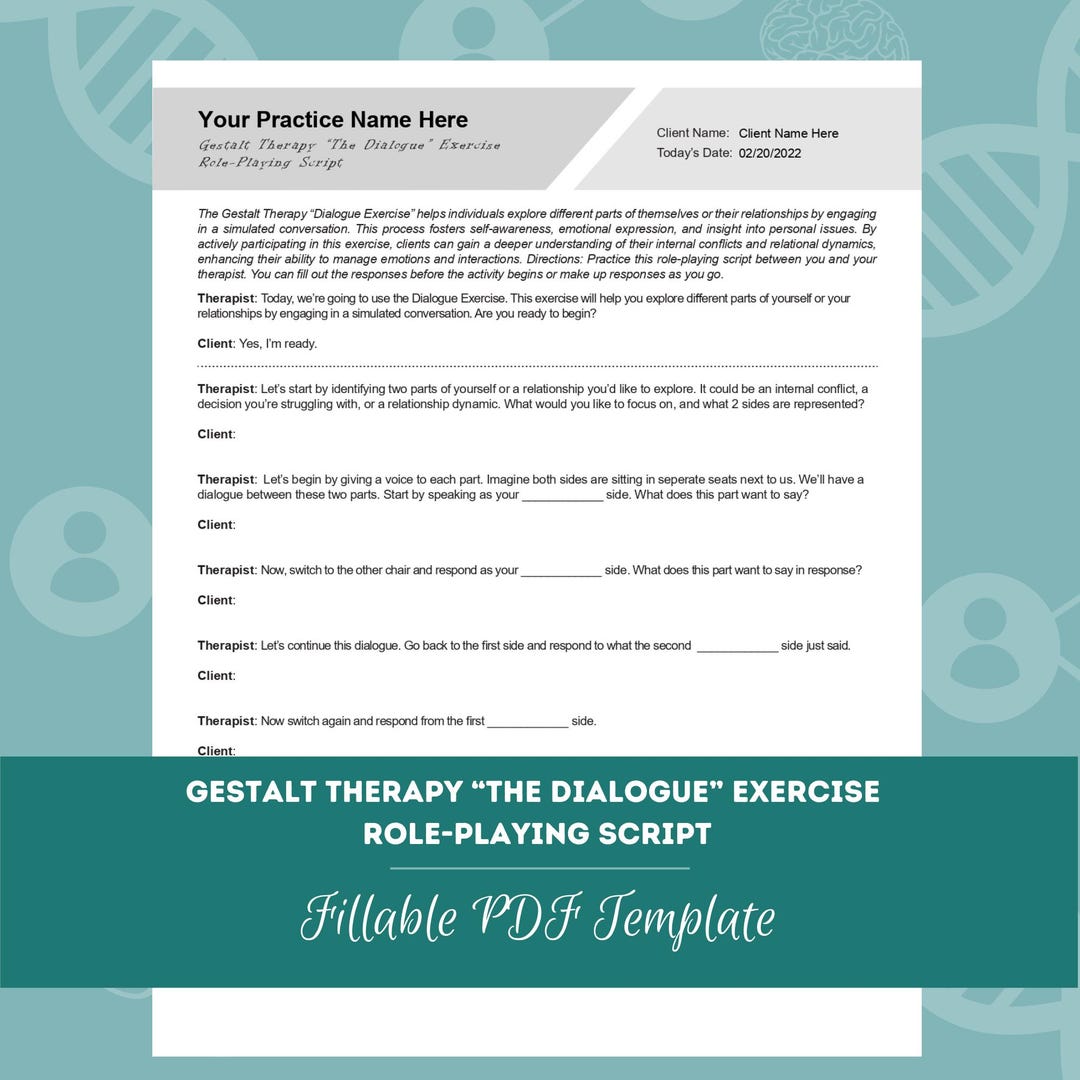 Gestalt Therapy “the Dialogue” Exercise Role-playing Script Worksheet ...