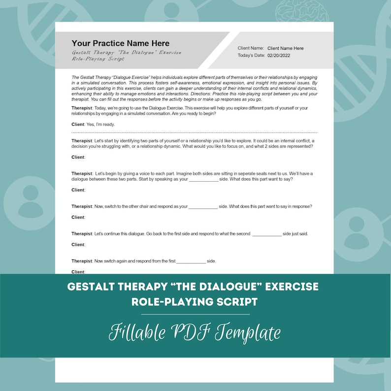 Gestalt Therapy “the Dialogue” Exercise Role-playing Script Worksheet ...