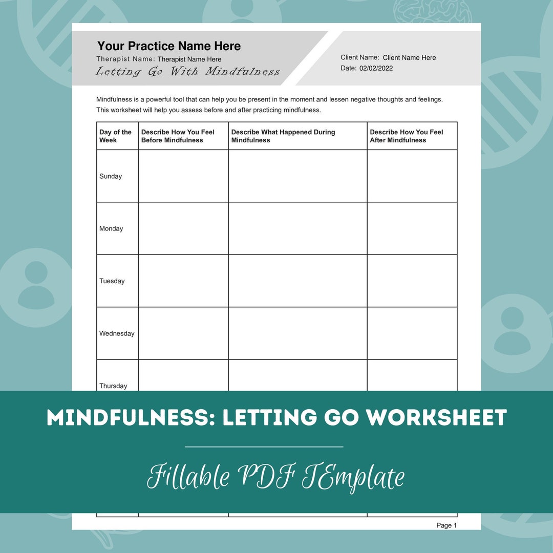 Mindfulness - Letting Go Worksheet | Editable / Fillable PDF | for ...