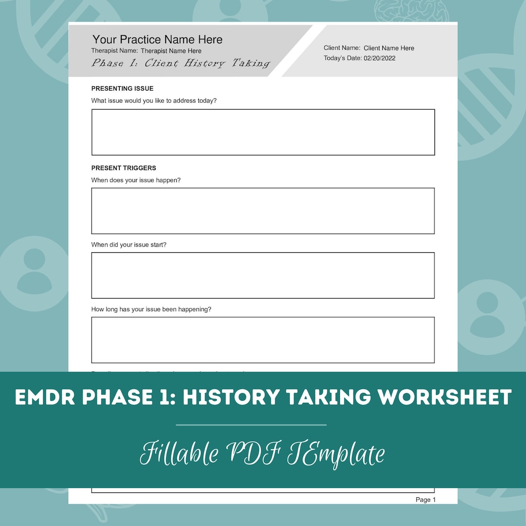 EMDR Phase 1 History Taking Worksheet | Editable / Fillable PDF ...