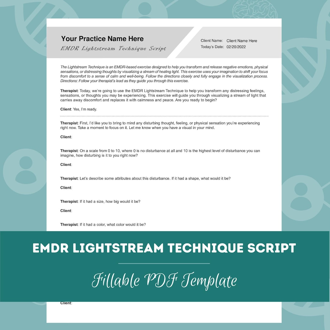 EMDR Lightstream Technique Script Worksheet | Fillable PDF | Counselors ...