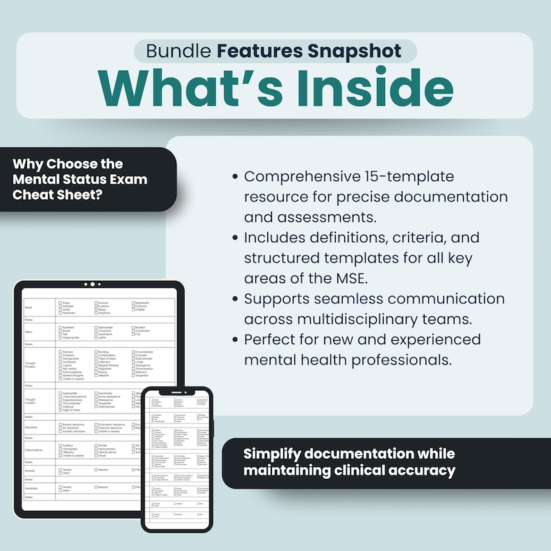 Mental Status Exam Cheat Sheet, MSE Cheat Sheet, Fillable/printable PDF ...