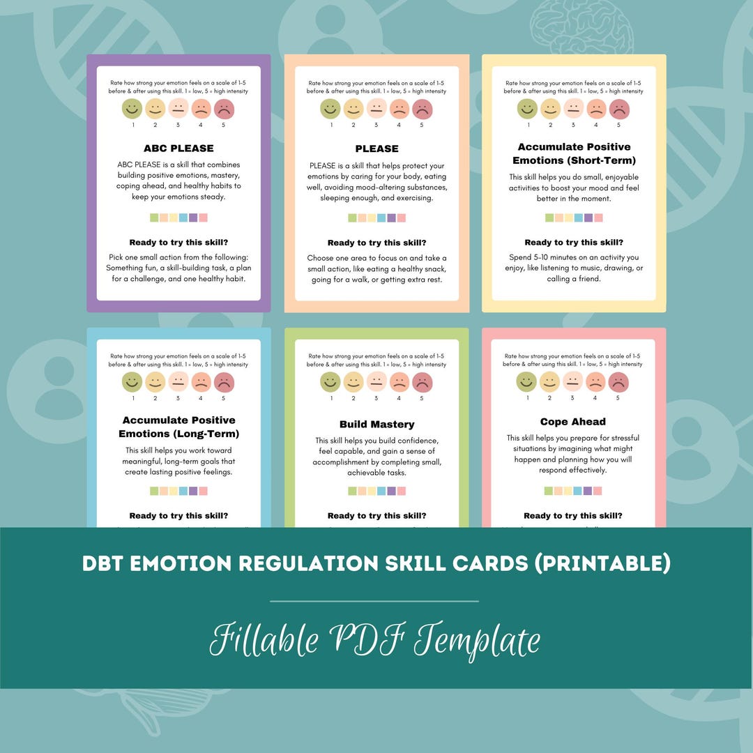 18 Emotion Regulation Skill Cards | Printable PDF Cards for Mental ...
