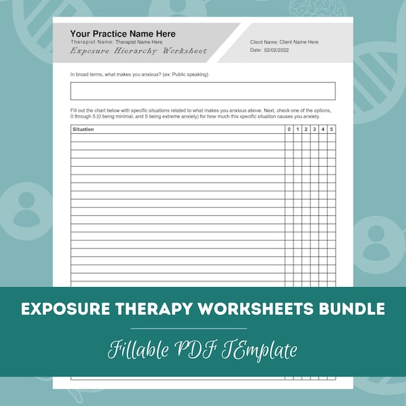 Exposure Therapy Worksheets Bundle Editable / Fillable / - Etsy