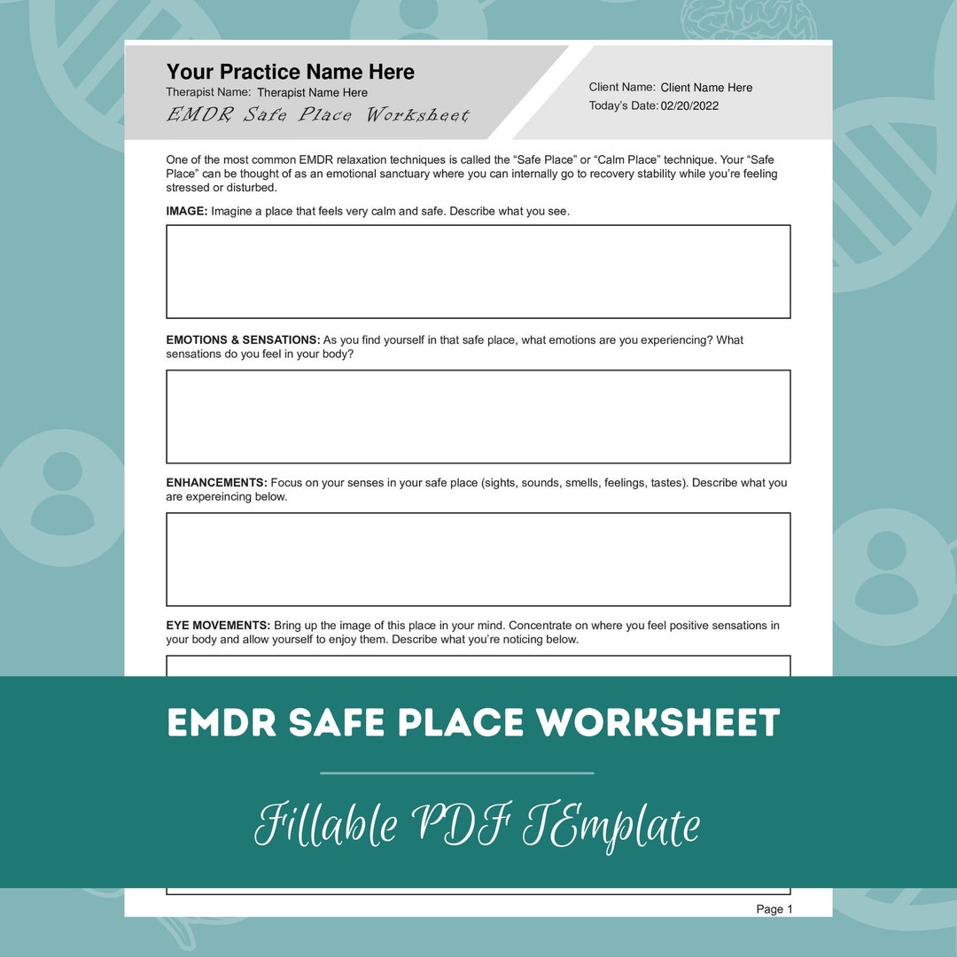EMDR Safe Place Worksheet | Editable / Fillable PDF Template | for ...