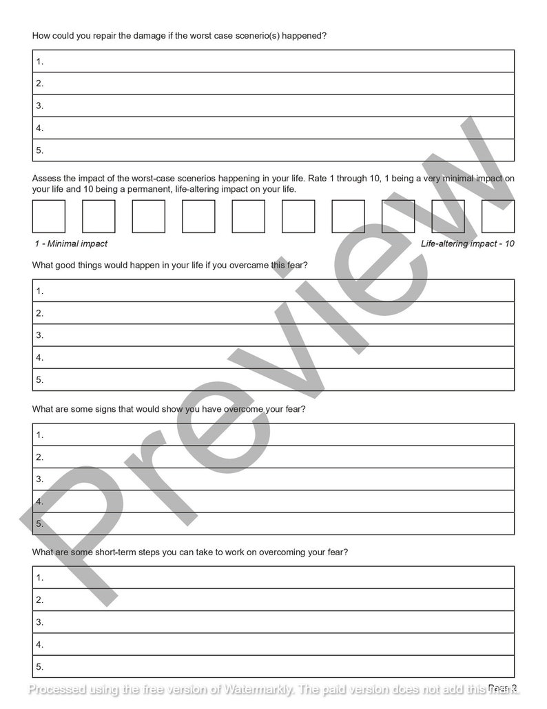 Overcoming Fear Worksheet | Editable / Fillable PDF | for Counselors ...