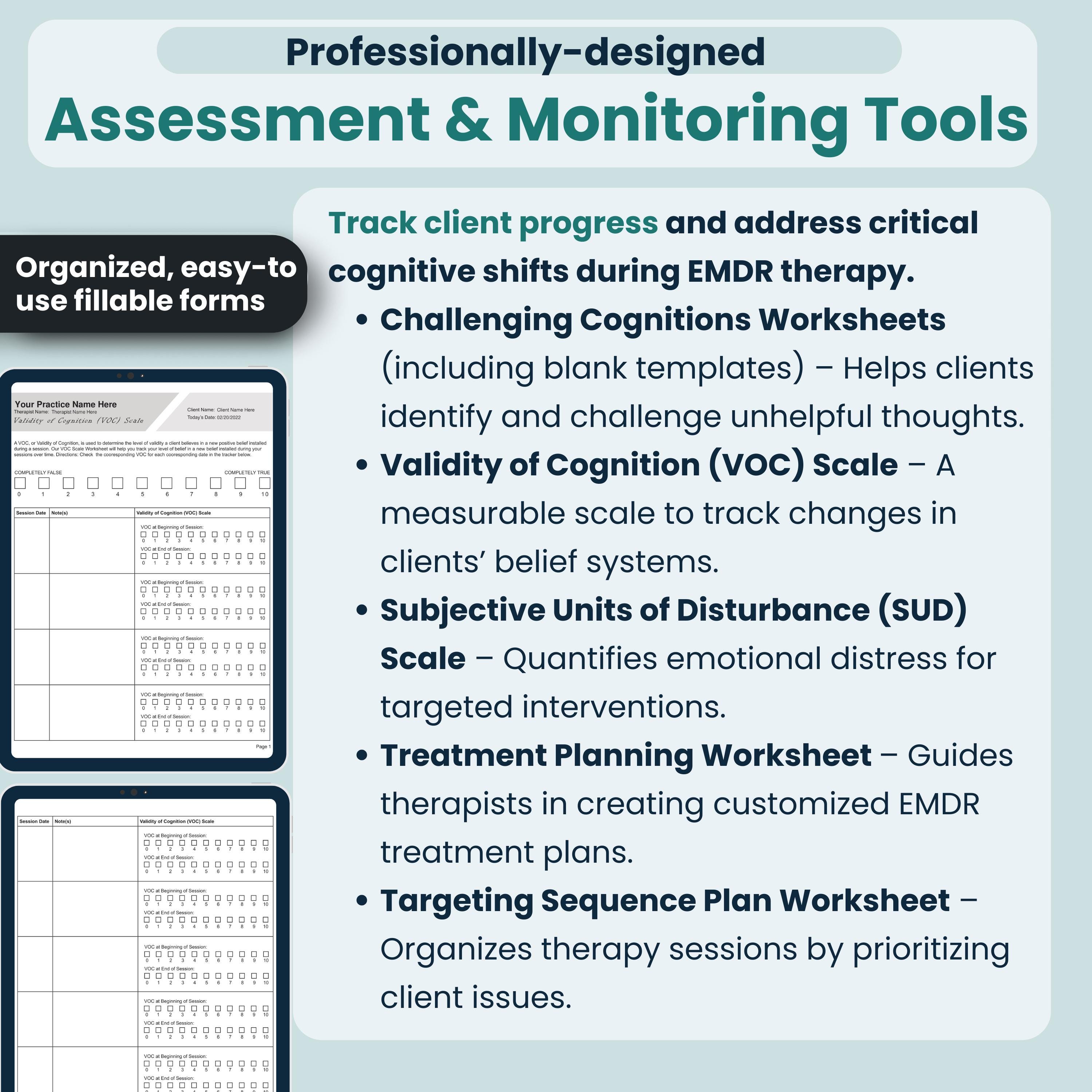 EMDR Worksheet Bundle, 25 Fillable, Printable Pdfs,eye Movement ...