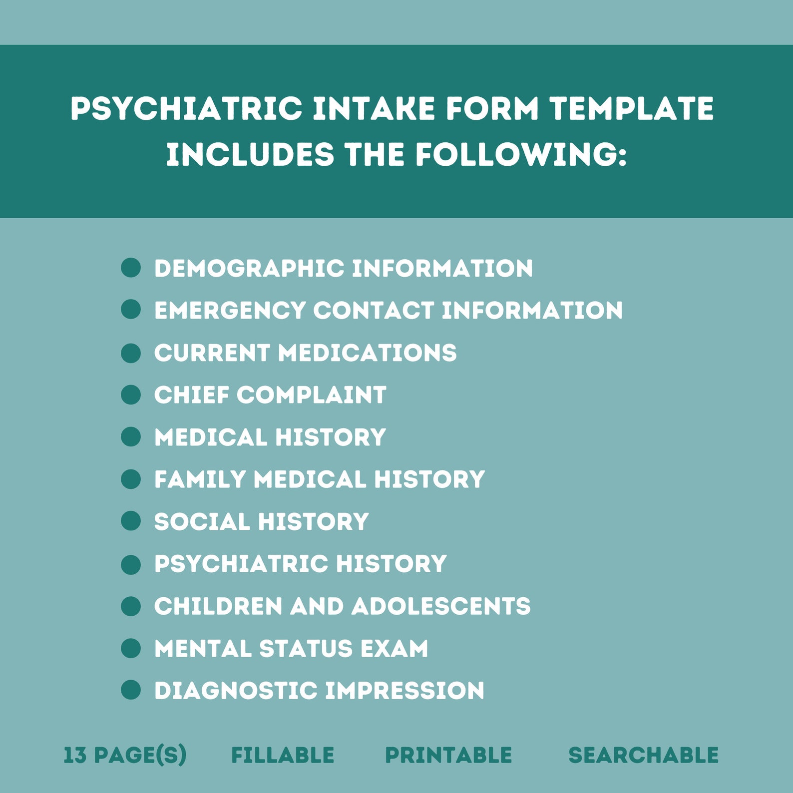 Psychiatric Intake Form PDF Template for Psychiatrists, Nurse ...