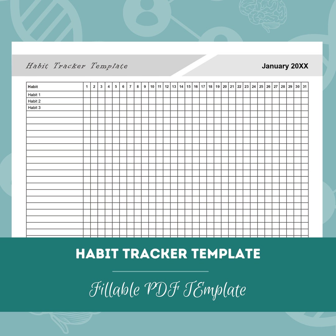 Habit Tracker Template | Editable / Fillable PDF Template | for ...
