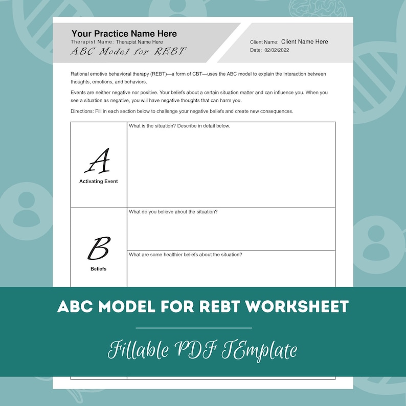 ABC Model for REBT Worksheet | Editable / Fillable PDF | for Counselors ...