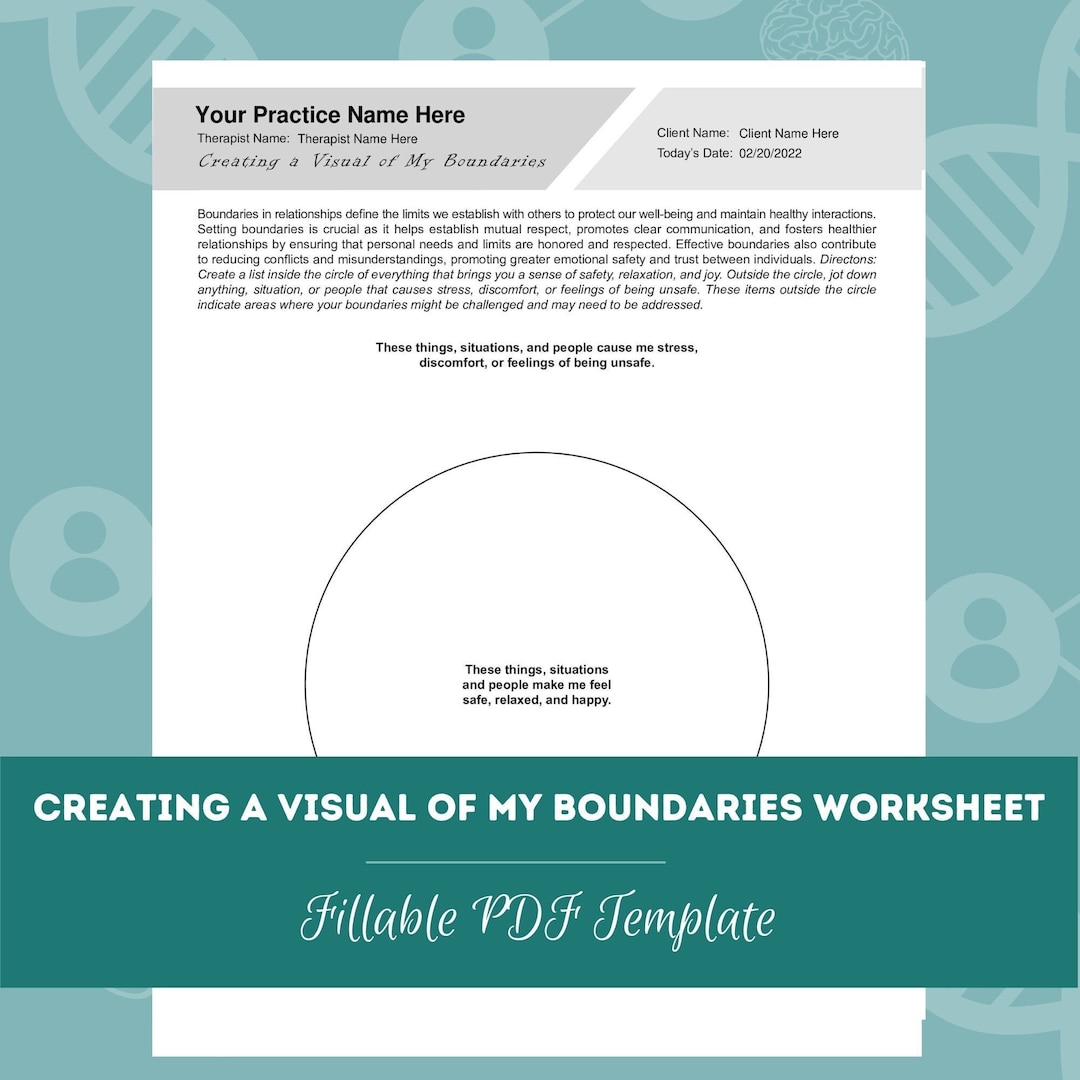 Creating a Visual of My Boundaries Worksheet | Editable / Fillable ...
