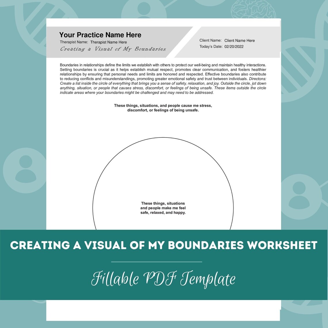 Creating a Visual of My Boundaries Worksheet | Editable / Fillable ...