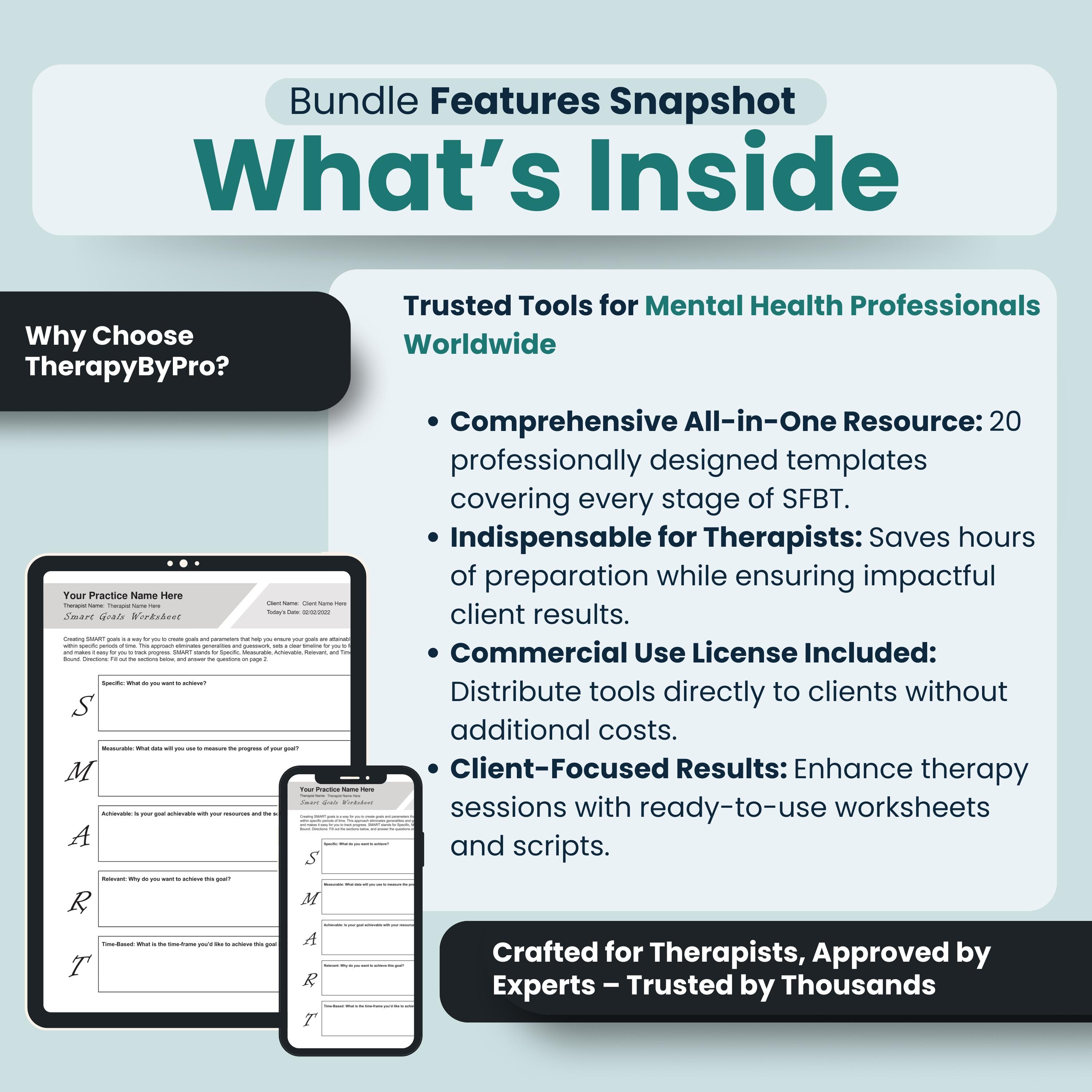 Solution Focused Therapy Worksheets Bundle, 20 Fillable/printable PDF ...