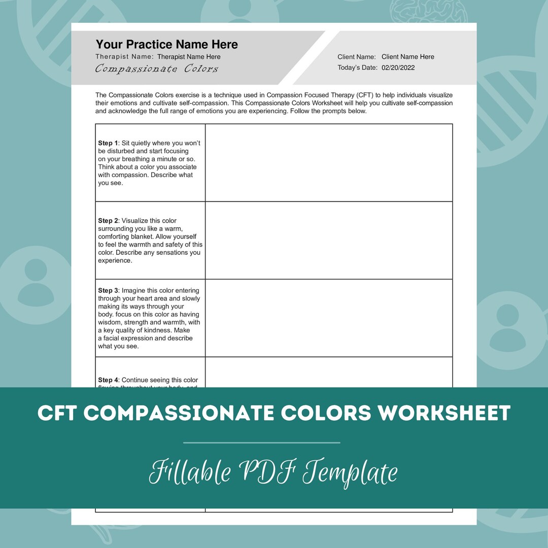 CFT Compassionate Colors Worksheet | Editable / Fillable PDF Template ...