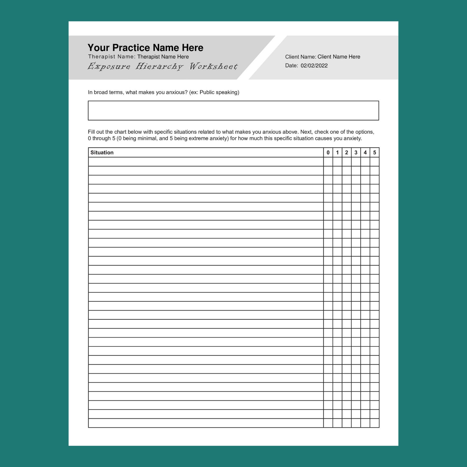 Exposure Therapy Worksheets Bundle | Editable / Fillable / Printable ...