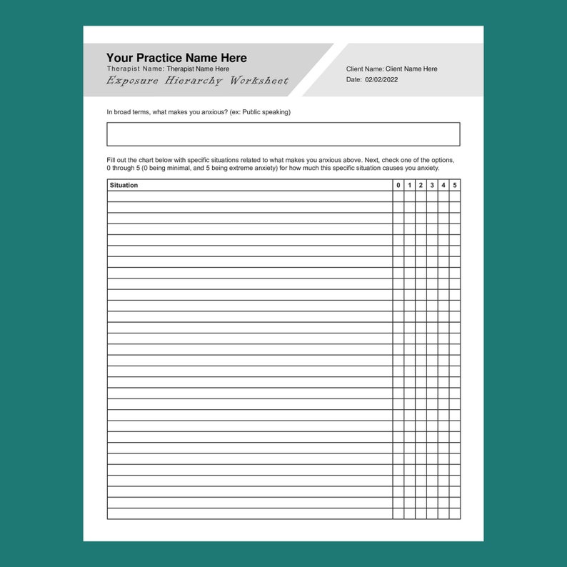 Exposure Therapy Worksheets Bundle | Editable / Fillable / Printable ...