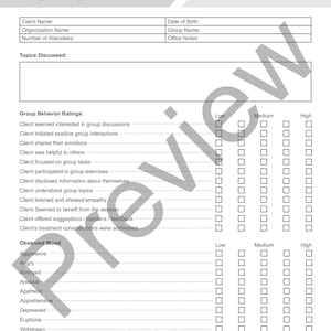 Group Therapy Progress Note | Editable / Fillable PDF Template | for ...