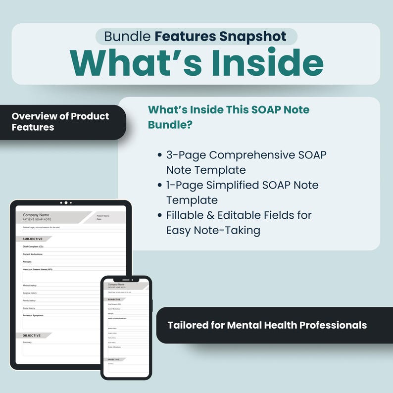 SOAP Note Template, Fillable/printable PDF Template, Therapist ...