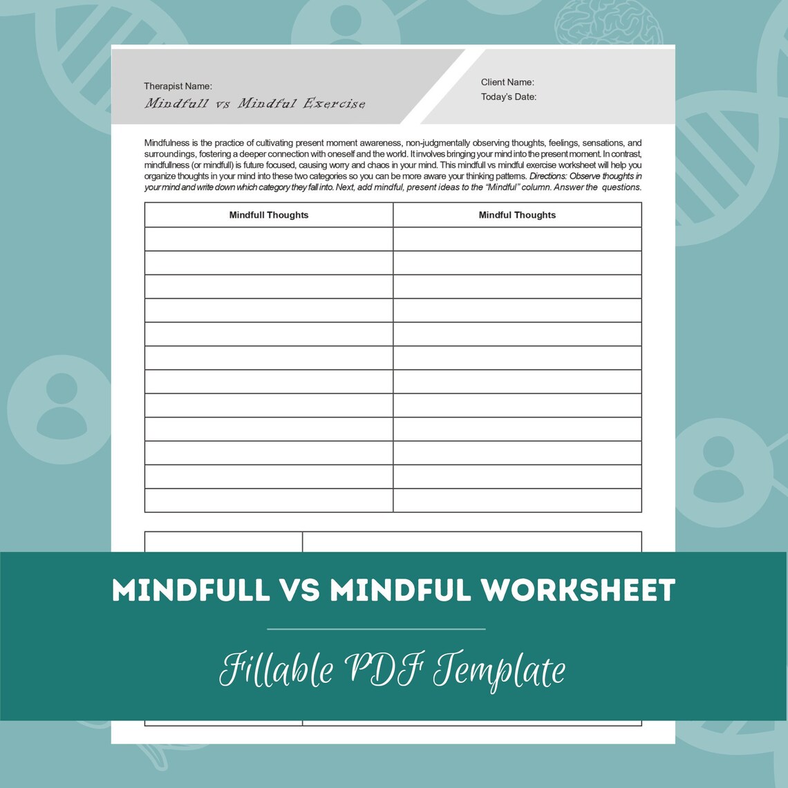 Mindfull Vs Mindful Worksheet | Editable / Fillable PDF | for ...