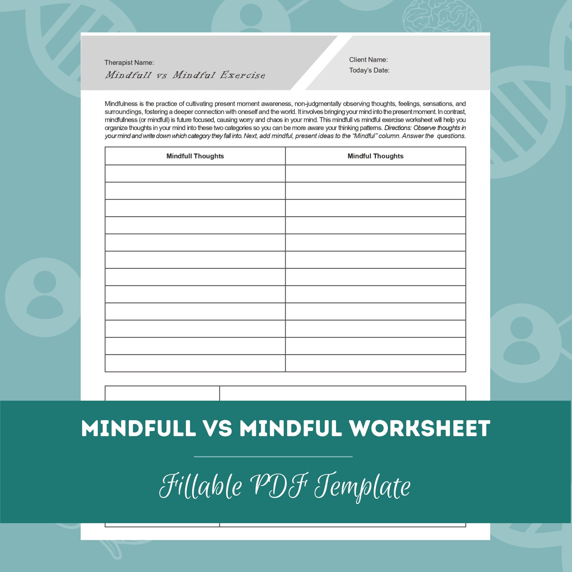Mindfull Vs Mindful Worksheet | Editable / Fillable PDF | for ...