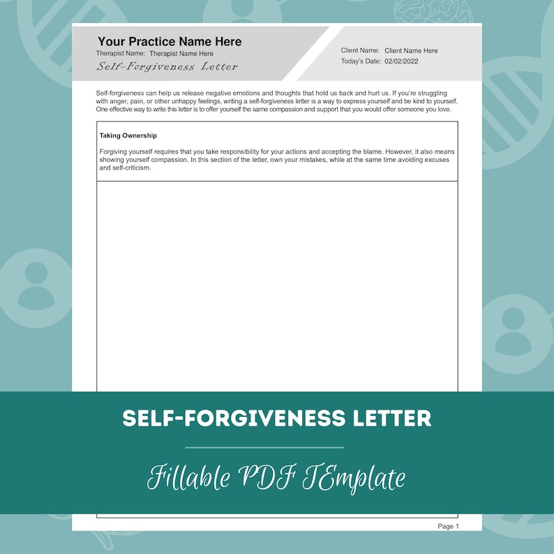 Self Forgiveness Letter | Editable / Fillable PDF Template | for ...