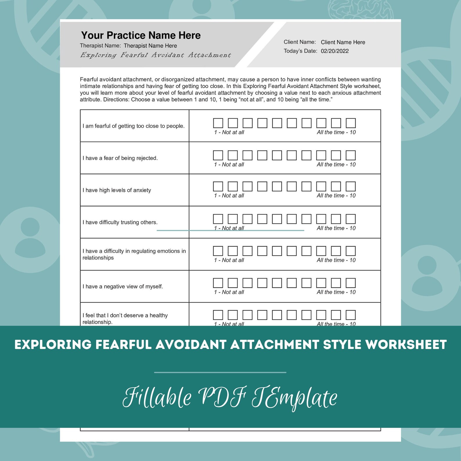 Exploring Fearful Avoidant Attachment Style Worksheet | Editable ...