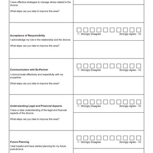Evaluating My Well-being in Divorce Worksheet | Editable / Printable ...
