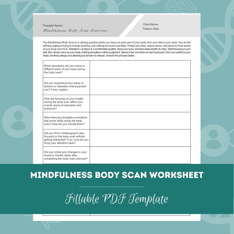 Mindfulness Body Scan Worksheet | Editable / Fillable PDF | for ...