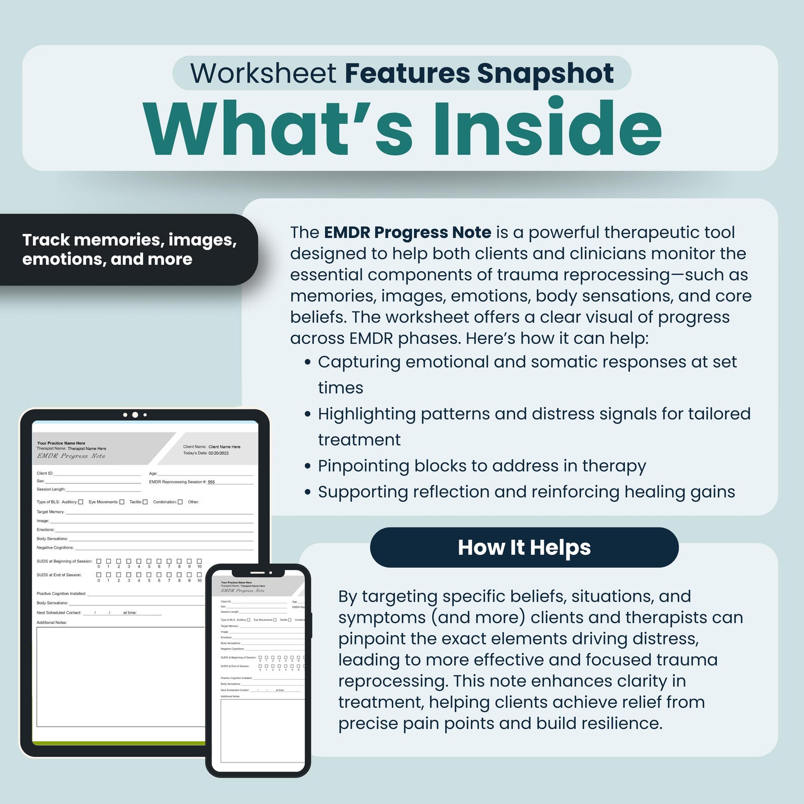 EMDR Progress Note | Editable / Fillable PDF Template | for Counselors ...