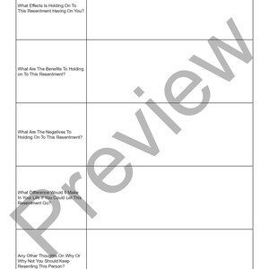 Letting Go of Resentment Worksheet | Editable / Fillable PDF Template ...
