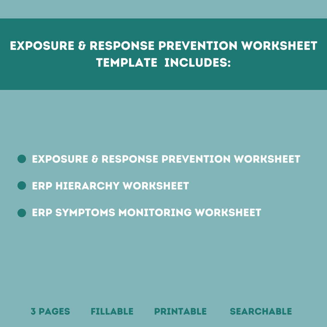 Exposure & Response Prevention Worksheet | Editable / Fillable ...